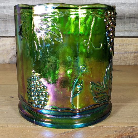 Accents | Vtg Carnival Glass Canister Jar Grapes Green Purple ...